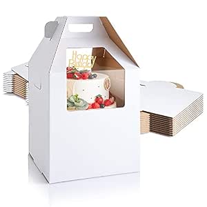 Tall Cake Box 12 inch [10 Pack] 12x12 x14 inch with Window [White ...
