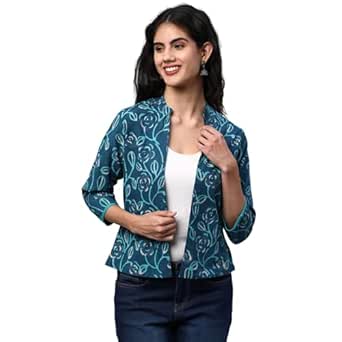 KAMI KUBI Reversible Short Jacket with Floral Hand Crafted dhabu Block ...