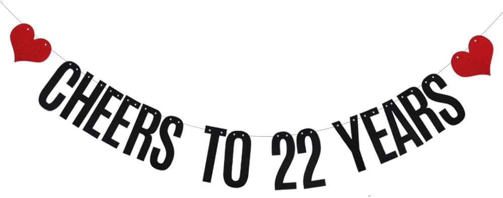 Amazon.com: XIAOLUOLY Black Cheers to 22 Years Glitter Banner,Pre ...