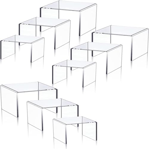 Duscdesp Set of 9 Acrylic Display Stand Acrylic Shelves Display Risers ...