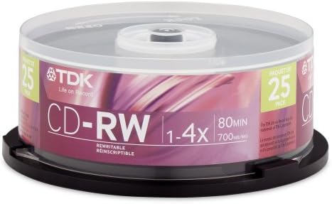 Amazon.com: TDK 4X 700 MB/80-Minute CD-RW (25-Pack Spindle) : Electronics