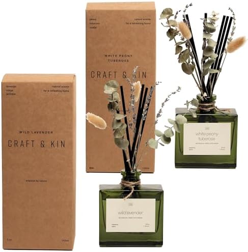 Amazon.com: Craft & Kin Reed Diffuser Set with Dried Flowers, Wild ...