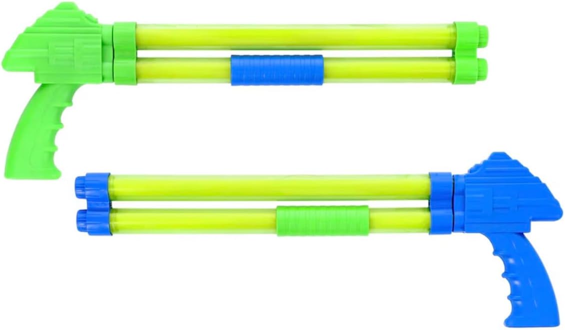 Amazon.com: Double Barrel Water Blaster Toy Gun, Green and Blue, 2 Pack ...