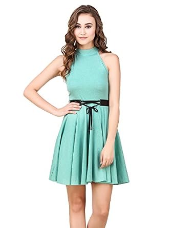Buy Texco Women's Cotton a-line Mini Dress (TC00D1013_Green_S) at Amazon.in