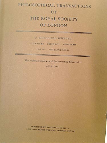 The proboscis apparatus of the nemertine Lineus ruber, (Royal Society ...