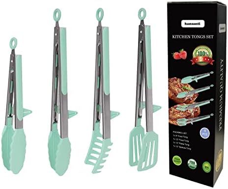 Amazon.com: 4in1 Stainless Steel Kitchen Food Tongs Set for Cooking ...