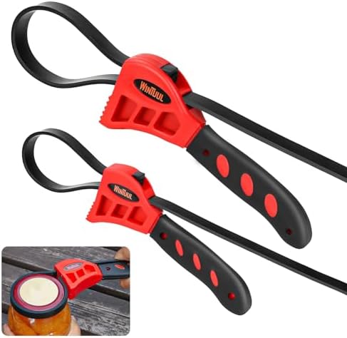 AUTOUTLET Adjustable Strap Wrench Set, 2PCS Rubber Belt Spanner ...