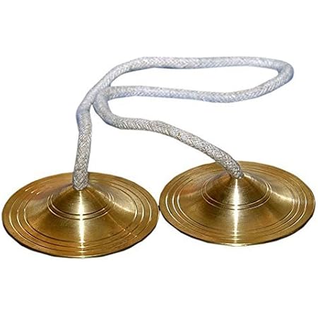 OM POOJA SHOP Brass Manjira Taal Instrument (Yellow, 2.5 Inch X 2.75 ...