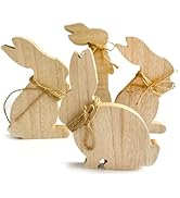 Amazon.com: 4 Pack Easter Day Natural Wood Bunny Decorations - Rustic ...