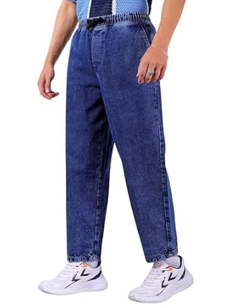 The Indian Garage Co Men Bootcut Loose Fit Solid Mid-Rise Denim Joggers ...