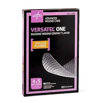 Medline Versatel One Silicone Wound Contact Layer Dressing, 4" x 5", 10 ...