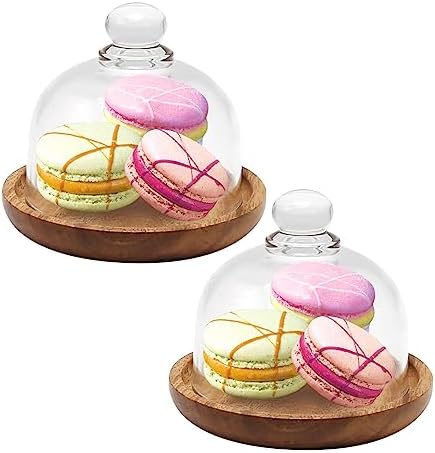 Amazon.com | Vkinman 2 Pcs Mini Cake Stand Glass Domes for Display Cake ...