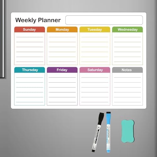 4 THOUGHT Magnetic Whiteboard Fridge Calendar, A3 Weekly Planner Dry ...