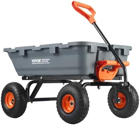 VEVOR Dump Wagon with 2-in-1 Convertible Handle, Utility Wheelbarrow ...