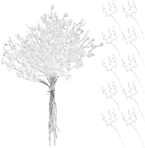 Toyvian 50 Stems Crystal Branches Acrylic Bead Drops Flowers Branches ...