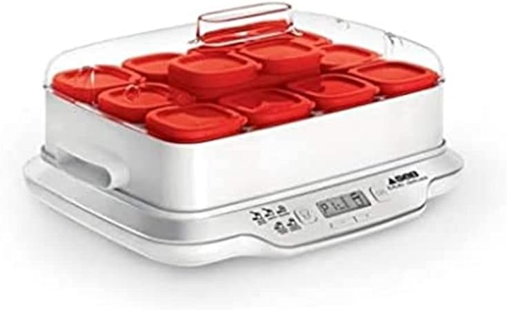 Seb Family Multidélices Yogurt Maker with 12 Cups, White and Metallic ...