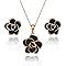 Amazon.com: EVEVIC Rose Flower Necklace Earrings Set for Women 18K Gold ...