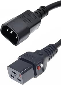 C14 to Locking C19 Power Extension Cable, 16A/250V, 16AWG, 3 Core ...