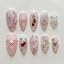GlamRays 24 Pieces 3D Handmade False Nails with Charms, Flowers, Pearls ...