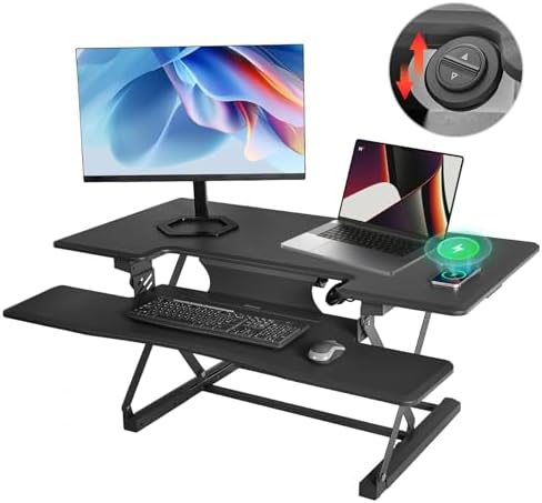 Amazon.com: Redlife Electric Standing Desk Converter, Sit Stand Desk ...