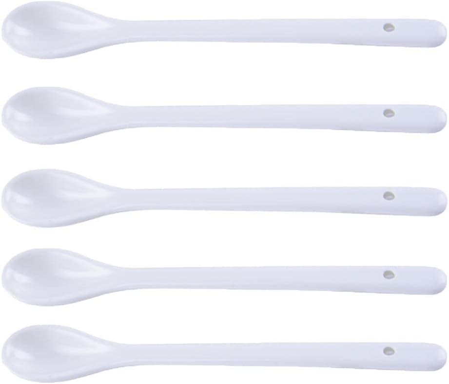 Amazon.com: AWHOME White Long Handle Porcelain Spoons Coffee, Tea ...