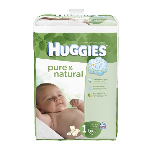 Huggies Pure & Natural Diapers, Size 1, 80 Count (Pack of 2 ...