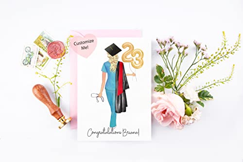Amazon.com: Medical Graduation Card, Girl In Scrubs, Perfect for Doctor ...