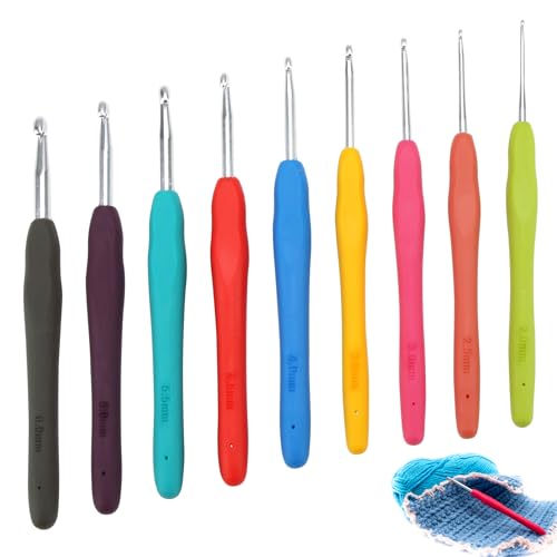 9 Sizes Crochet Hooks Set Aluminium Knitting Needle Hooks with ...