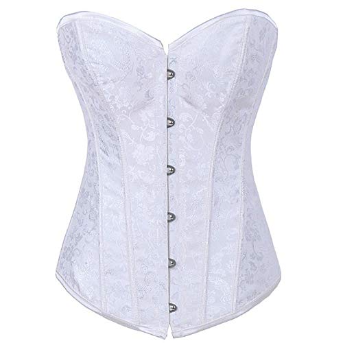 Buy ZZEBRA White: Corselet Corset Jacquard Party Sexy Corsage Overbust ...