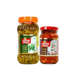 Chokhi Dhani Green Chilli Pickle 500g and Garlic Pickle 200g : Amazon ...