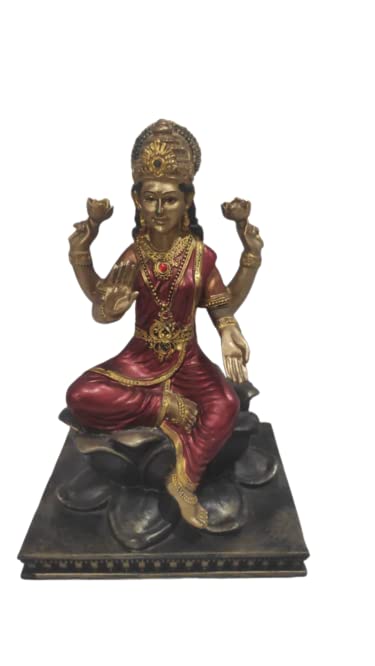 Buy TAJ Decors | Maa Lakshmi Sitting On Lotus Polystone Chowki Idol ...