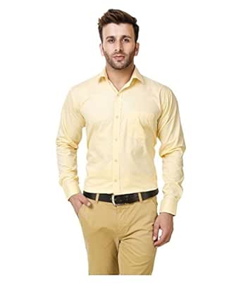 SWISSCOTT Men's 100% Cotton Slim Fit Formal Shirts (42, Lemon) : Amazon.in: Clothing & Accessories