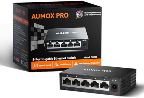 Amazon.com: 5 Port Gigabit Unmanaged Ethernet Switch, AUMOX PRO Home ...