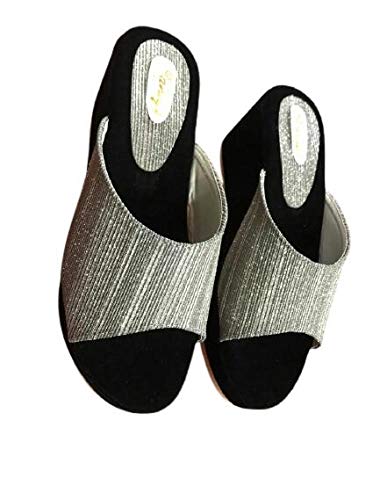 hill sandal stylish for women's Synthetic Leather silver (size 7) by ...