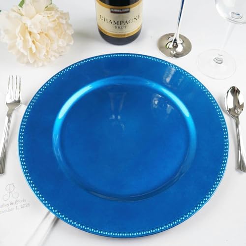 Amazon.com | TABLECLOTHSFACTORY 6 pcs 13" Royal Blue Beaded Round ...