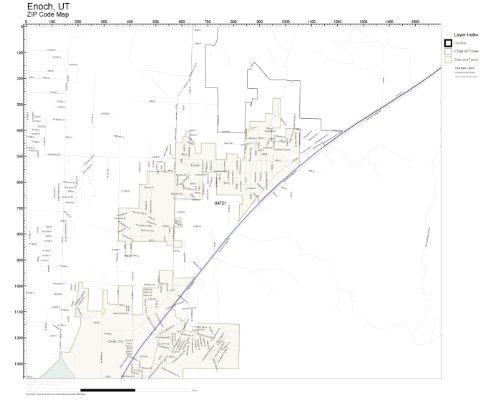 ZIP Code Wall Map of Enoch, UT ZIP Code Map Not Laminated - Want It All