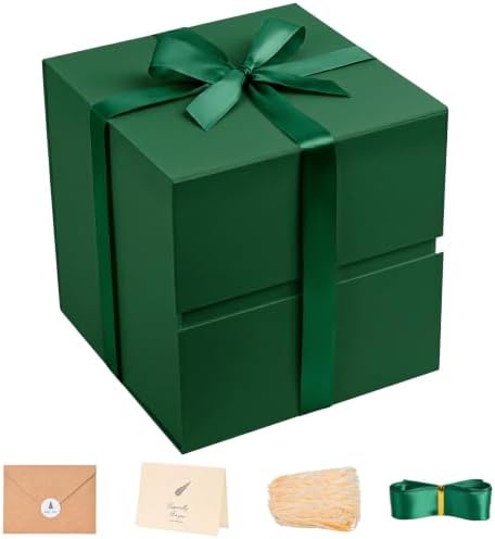 Amazon.com: LIFELUM Dark Green Square Gift Box 10.2 x 10.2 x 10.2 inch ...