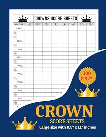 Crown Score Sheet: Easy Scoring Sheets for Card & Tabletop Games | 102 ...