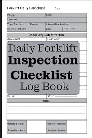 Daily Forklift Inspection Checklist Log Book: Record & Track ...