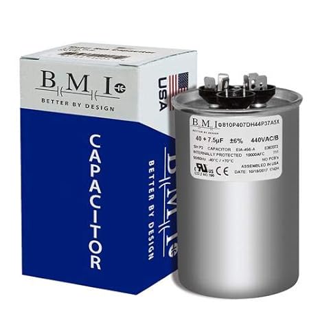USA Made 40/7.5 MFD Replaces Both 440 and 370 Volt Round Run Capacitors ...