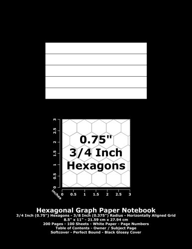 Buy Hexagonal Graph Paper Notebook: 3/4 Inch (0.75") Hexagons ...