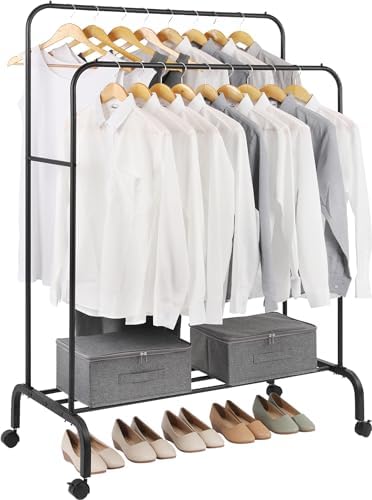 COSLD Clothes Rail, with Wheels Clothes Rack, Multifunctional Clothes ...