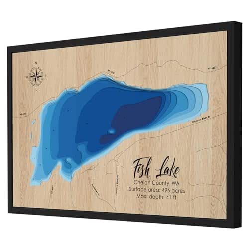 Amazon.com: Personalized 3D Fish Lake Wood Map - Lake Depth Map Art - 9 ...