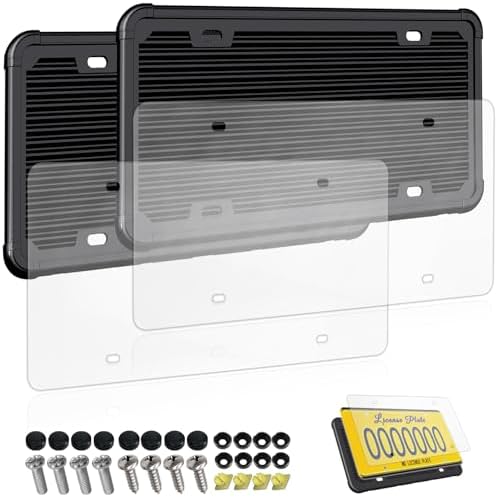 Amazon.com: Aootf License Plate Protectors - Clear License Plate Covers ...