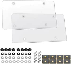 Amazon.com: Jeeeun Car Clear License Plate Protector - License Plate Cover 2pack Unbreakable ...