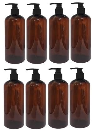 A V Bottles 300 Amber Bottle with Black Pump Dispenser Empty Bottle ...
