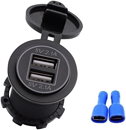 12V USB Outlet,Dual 5V 2.1A Ports USB Charger Socket Adapter Waterproof ...