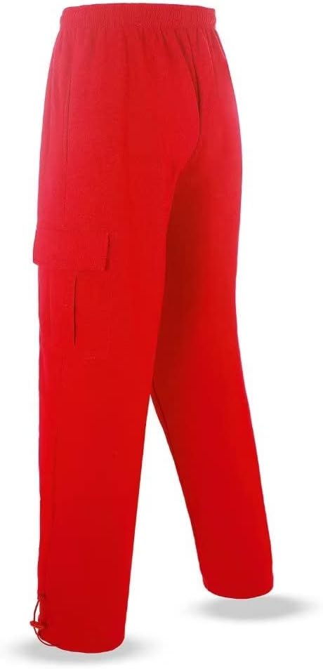 Mens Fleece Cargo Sweatpants Multi-Pocket Loose Casual M-5XL Tall and ...