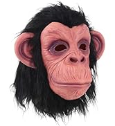 Amazon.com: Monkey Mask Latex Full Head Animal Black Chimp Mask for ...
