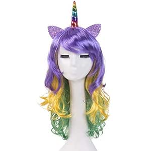 Naughtyy Musketeers Rainbow Horn Unicorn Wig Multicolor Synthetic Hair ...